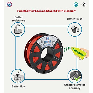 PRINTALOT PLA 3D Printer Filament, Dimensional Accuracy +/- 0.03 mm, 1 kg Spool, 1.75 mm Gold