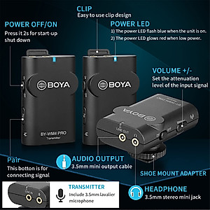 BOYA BY-WM4 PRO K2 Wireless Lavalier Microphone 2.4GHz Wireless Lapel Microphones for Cameras DSLR Camcorder Phone Clip-on Lapel Mic for Video Recording Vlogging YouTube Live Streaming Interview