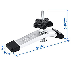 FOCANDPRO T Track Hold Down Clamps- Double-Cut Profile Aluminum T-Track Clamps 6-3/8" L X 1-1/4"W -Woodworking and Clamps-Fine Sandblast Anodized -Silver Color -2 Pack