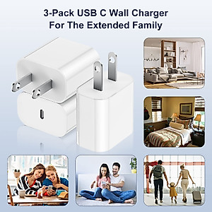 Phone Chargers for Apple iPhone 15 14 13 12 Fast Charger,USB C iPhone Charger Fast Charging Block Box Power Brick,3 Pack 20w Plug for iPhone 14 Pro Max Plus/13/12, iPad Pro,Samsung Galaxy S22 S21 S20