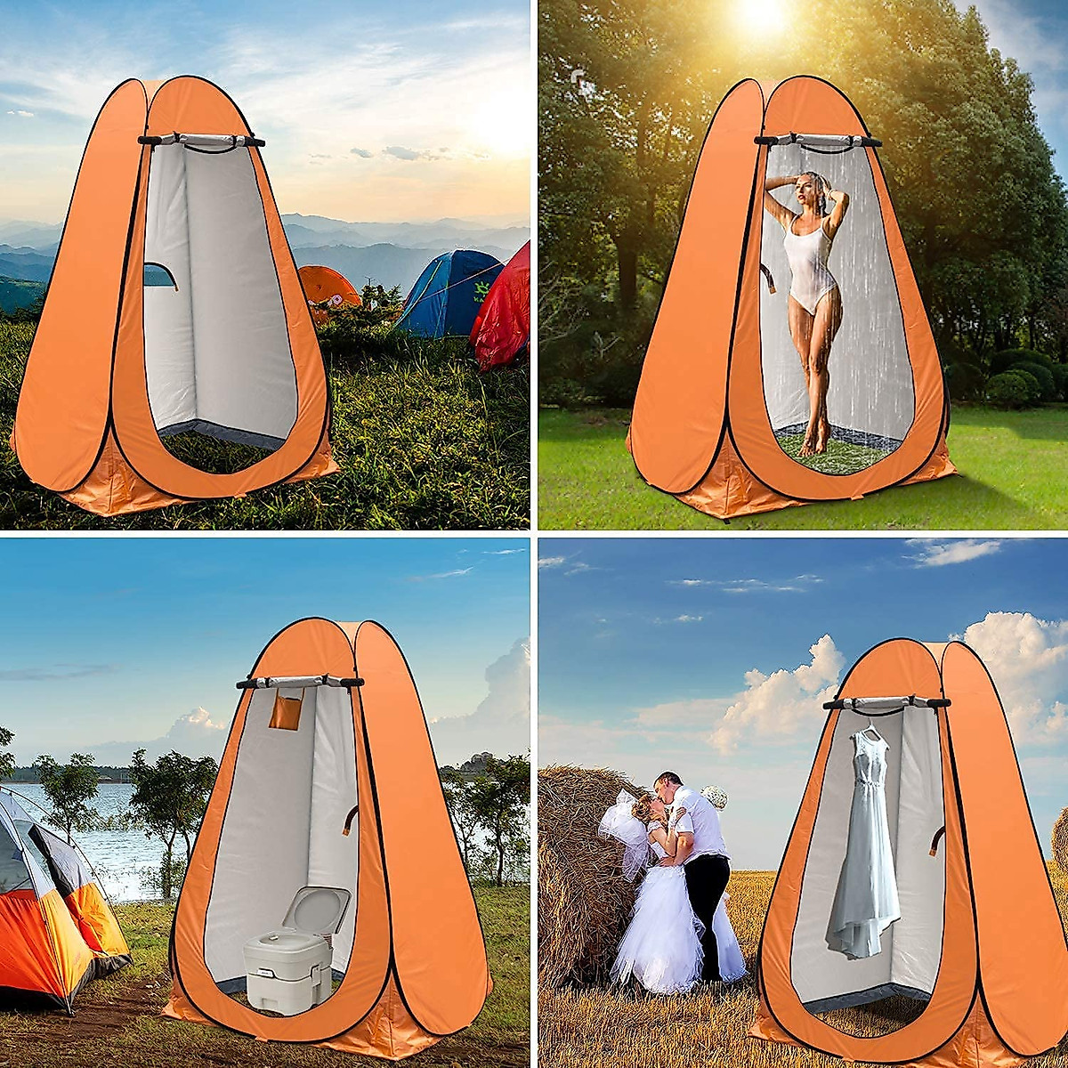 anngrowy Shower Tent Pop Up Privacy Tent Portable Outdoor Camping Bathroom Toilet Tent Changing Dressing Room Privacy Shelters Room for Hiking and Beach Sun Shelter Picnic Fishing–Waterproof 2 Colors