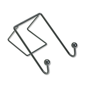 Fellowes 75510 Double Coat Hook, for Partitions, Wire, 4-Inch x5-1/8-Inch x6-Inch , Black