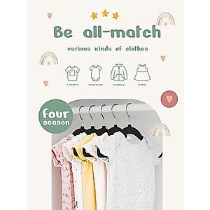 HOUSE DAY Velvet Baby Hangers 50 Pack, Premium Children's Hangers for Baby, Infant & Toddler Clothes, Durable Non Slip Baby Felt Hangers Black, 11 Inch Baby Hangers for Closet, Ideal for Everyday Use