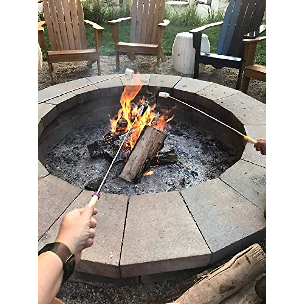 Amestar 12 Pack Marshmallow Roasting Sticks Telescoping Rotating Smores Skewers Hot Dog - 32 inches -Extendable Smores Sticks Forks for fire Pit, Campfire, Camping, Bonfire and Grill