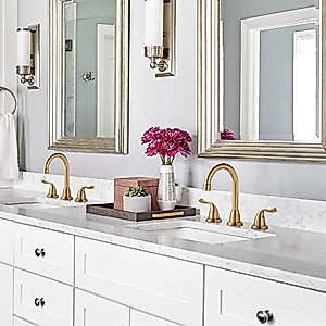 Gold Bathroom Faucet, ARCORA 8 Inch Widespread Bathroom Faucet 3 Hole, 2 Handles Bathroom Sink Bathroom with Drain Assembly, Brushed Gold Faucet for Bathroom Sink