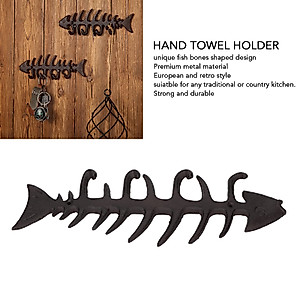 QANYEGN Wall Moted Towel Rack, Fish Bones Towel Rack, European Metal Towel Rack with 4 Hooks for Home Kitchens, Bathrooms and (B)