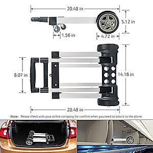 Waygo Aluminum Folding Hand Truck, Light Weight Foldable Dolly, Folding Cart with Wheels for Cargo and Shopping
