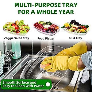 Funyakit Extra Large Appetizer Serving Tray on Ice with Stainless Steel Tongs and Forks, Chilled Platter with Lid, 4 Compartments for Shrimp Cocktail Fruits Veggies Seafood Dips, Cold Dish for Party