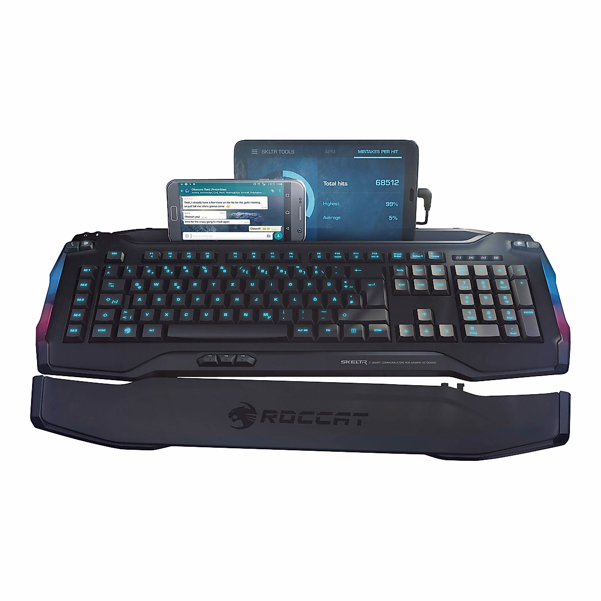 ROCCAT Skeltr - Smart Communication RGB Gaming Keyboard with Universal Device Docking Slot, Black