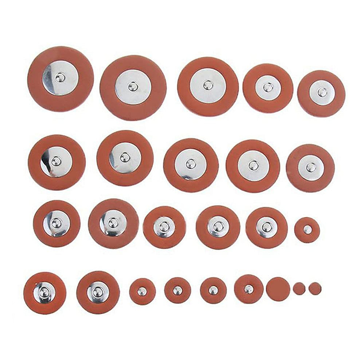 Jiayouy 25 Pieces Leather Pads Alto Sax Pads Replacement Set Saxophone Repair Parts Brown 9mm to 48mm