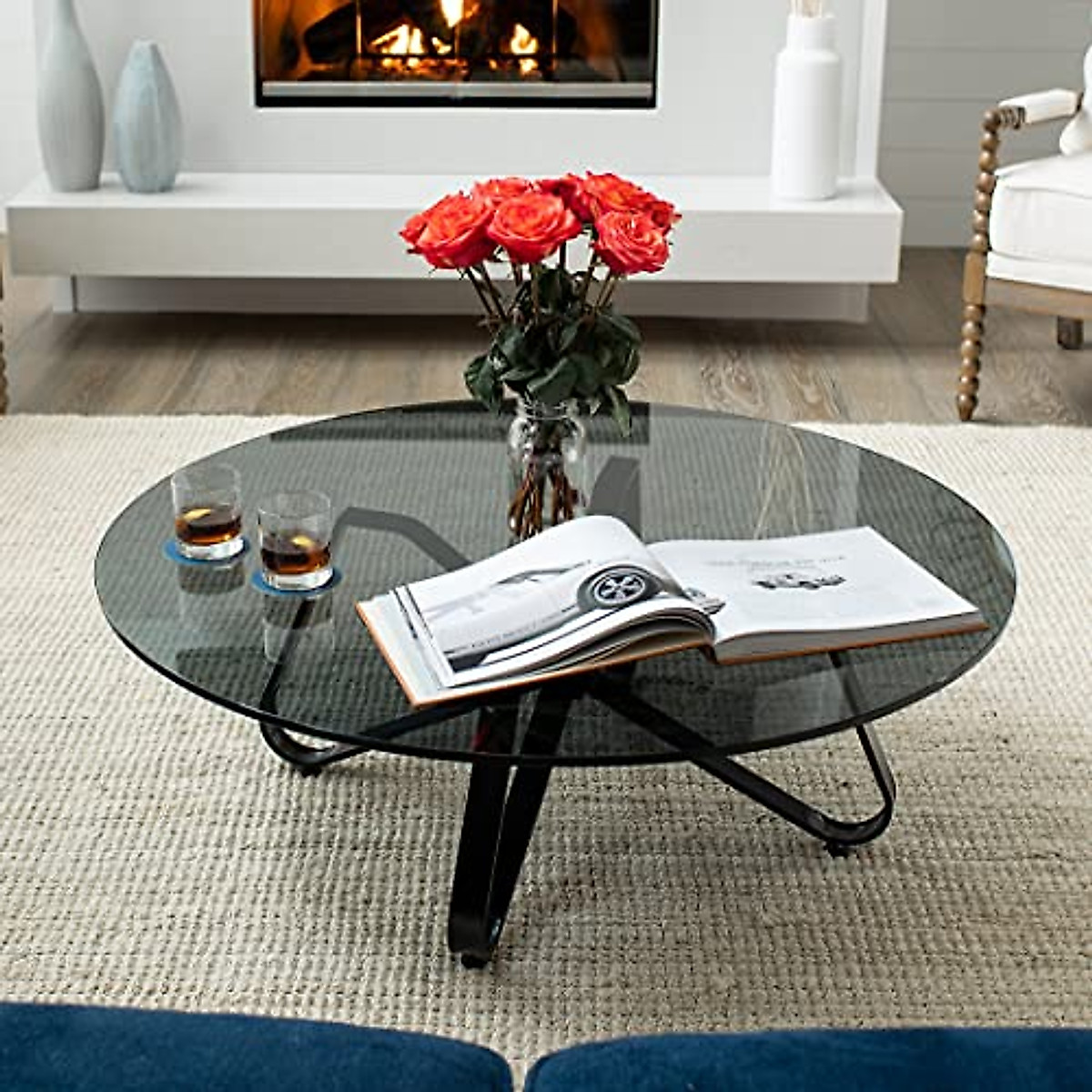 Spancraft Round Grey Tempered Glass 1/2" Thick Table Top (36")