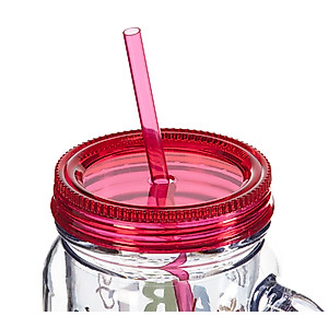 Cypress Home Teacher Appreciation 20 oz Gift Mug It Takes A Big Heart To Help Shape Little Minds | Red | Double Wall Insulated Mason Jar With Straw | 6.25-in Tall x 5-in Wide