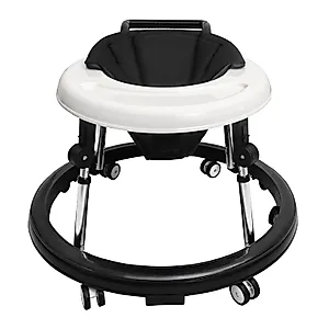 Baby Walker, 9-Gear Height Adjustable Baby Walker with Wheels, Foldable Infant Toddler Walker with Foot Pads, Baby Walkers and Activity Center for Baby Boys and Baby Girls 6-24 Months