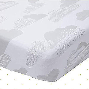100% Cotton Jersey Cribsheet Standard Size, Grey Clouds