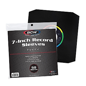 BCW 7 Inch Vinyl Record Paper Inner Sleeves - Angle Cut Corners - Black | Pack of 50 | Protective LP Album Sleeves for Vinyl Storage and Preservation | Compatible with 45 RPM Albums
