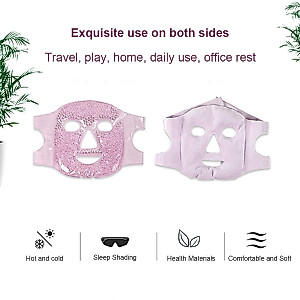 Jakuva Hot and Cold Therapy Full Face Gel Mask,Face Ice Mask for Woman Man,Gel Beads Eye Mask&Compress Pearl Treatment for Headache, Puffiness,Migraine Relief,Face SPA & Overall Skin Care (Pink)
