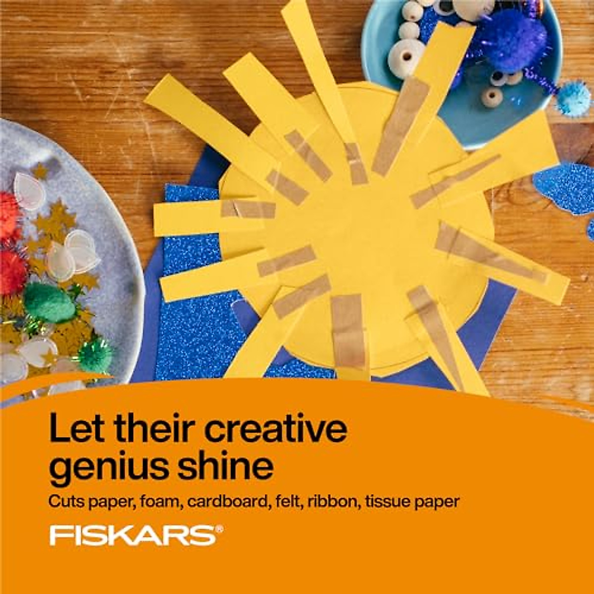 Fiskars 5" Softgrip Left-Handed Pointed-Tip Scissors for Kids Ages 4+ - Left-Handed Scissors for School or Crafting - Back to School Supplies - Blue Lightning