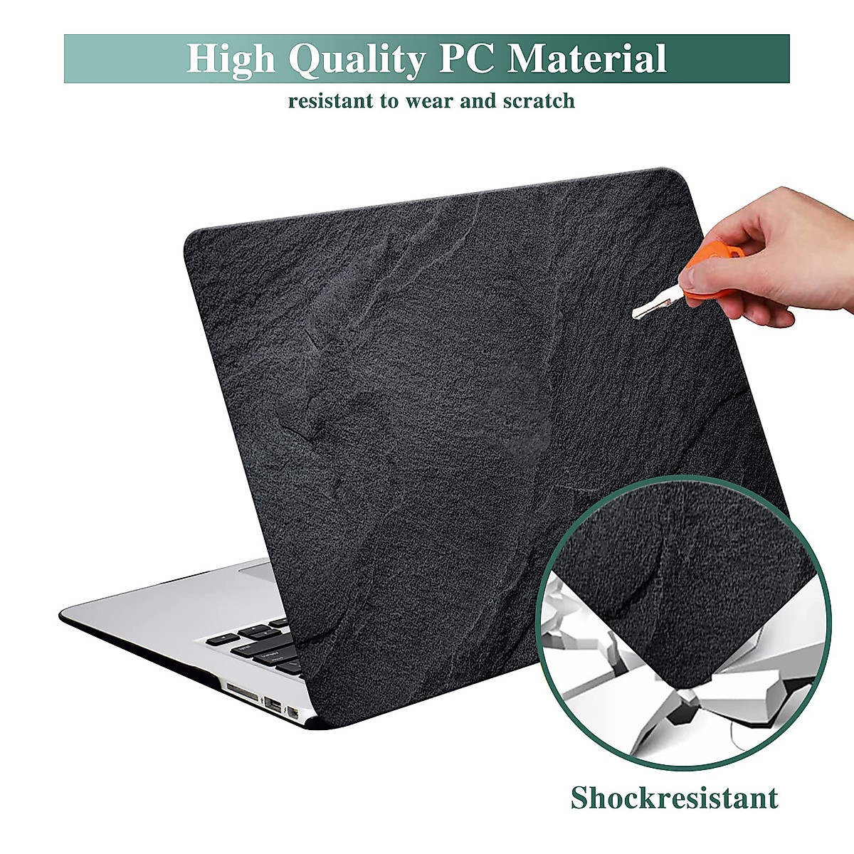 Funut Compatible with MacBook Air 13 inch Case 2021 2020 2019 2018 Release M1 A2337/A2179/A1932, MacBook Air 2020 Case, Plastic Hard Shell Case & Keyboard Cover for Mac Air 13.3 inch, Black Marble