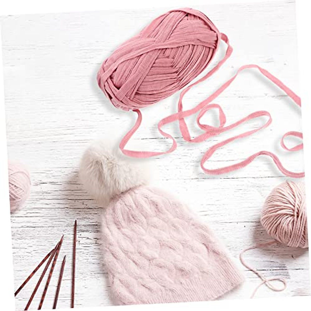 TEHAUX 1 Roll Flat line Wiring Yarn for Crochet DIY Crafts Crochet Yarn Crochet Knitting Yarn Flat Elastic Cord Chenille Yarn Ball Acrylic Macrame Rope Cotton Cord Handmade Knitting Rope