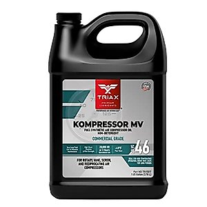 TRIAX Kompressor MV ISO 46, Multi Vis, Full Synthetic Air Compressor Oil, Non-Detergent, Rotary, Vane, Screw, Reciprocal, High Temp, 20,000 Hour Life (1 Gallon)