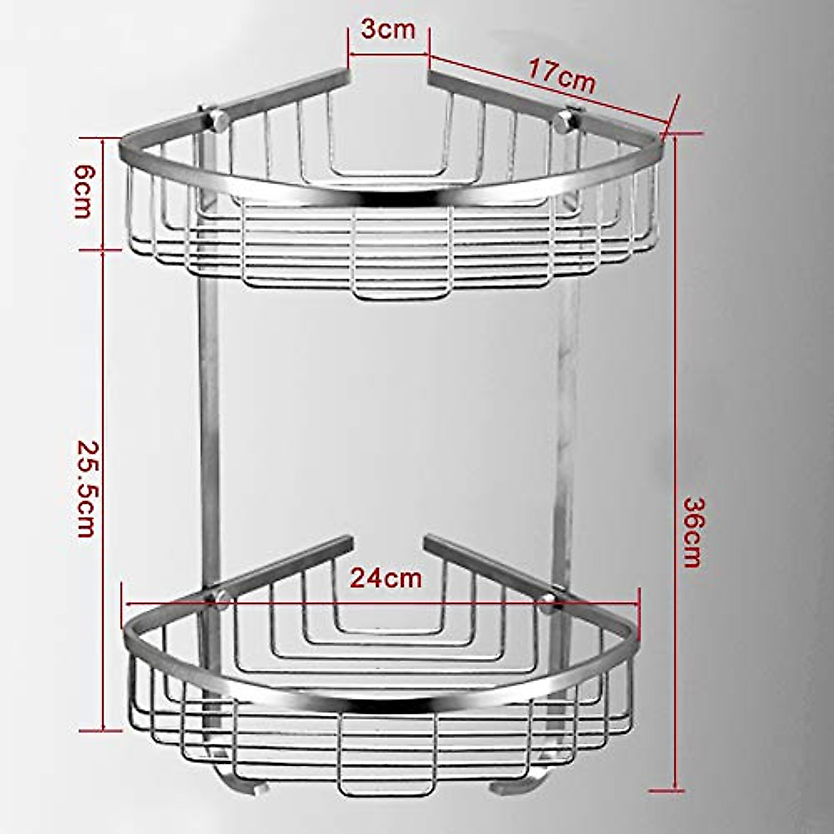 SUS 304 Stainless Steel Shower Caddy Basket Bathroom Corner 2-Tier Large Triangular Shower Basket Wall Mount Polished