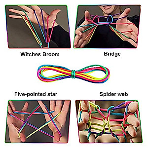 10 Pieces Cats Cradle String Finger Game String String Hand Game Finger Rope 63 Inch Long, Rainbow Color