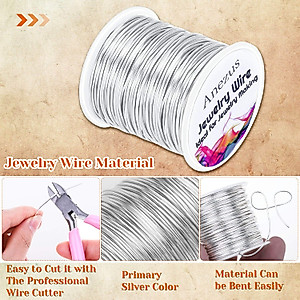 anezus 20 Gauge Jewelry Wire, Craft Wire Tarnish Resistant Copper Beading Wire for Jewelry Making Supplies and Crafting (Silver)