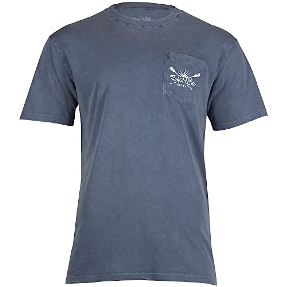 Salt Life Sunrise Paddle Short Sleeve Classic Fit Shirt, Washed Navy, X-Large