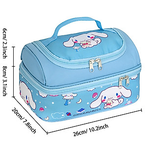 Roffatide Anime Cinnamoroll Lunch Bag for Man Woman Leakproof Lunch Box Large Compartment Lunch Container Tote for Work Travel Blue
