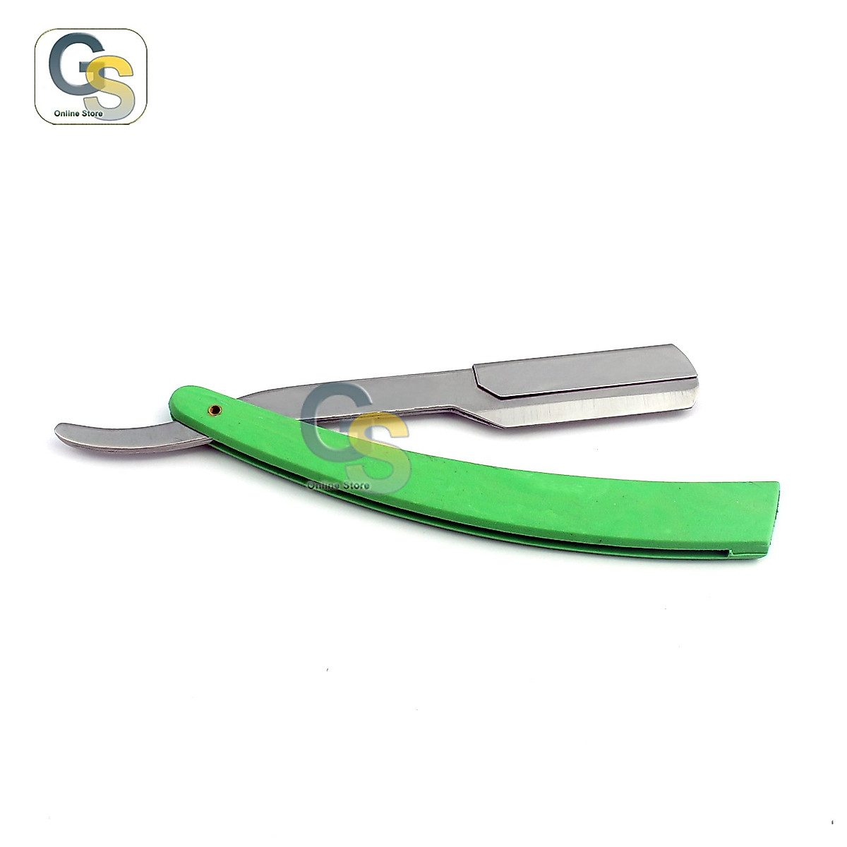 G.S GREEN STRAIGHT BARBER EDGE STEEL RAZOR FOLDING SHAVING KNIFE WITH 11 BLADES RAZORS