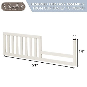 Sorelle 148 Toddler Solid Wood Bed Rail & Crib Conversion Kit | Universal & Timeless Style | Weathered White | 51"x1"x14", Converts Crib to Toddler Bed