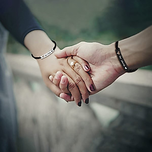 Uloveido Gift for Lover His Crazy Her Weirdo Stainless Steel Couple Bracelets for Women Men Jewelry Matching Set