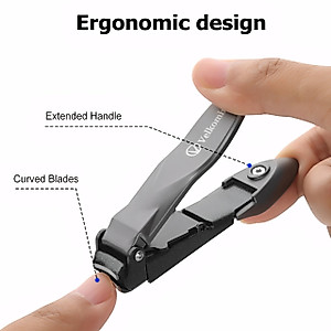 Nail Clippers for Men with Catcher, Ergonomic Design Self-Collecting Sharp Blade Durable Nail Clipper Cutters Trimmer for Men and Women, 18-month Replacement Warranty