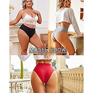 FINETOO High Waisted Underwear for Women Seamless Panties Bikini High Cut No Show Sexy Cheeky Panties 6 Pack