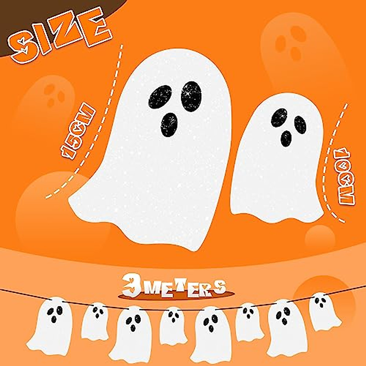 Halloween Ghost Banner Decorations - White Glittery Spook Garland Bunting Banner for Haunted Houses Wall Doorways Indoor Outdoor Home Mantel Decorations Party Supplies