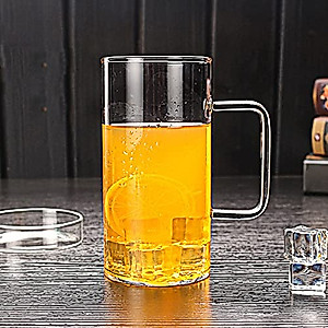 FLFK 20 Ounce Borosilicate Glass Coffee Mug Cup TeaCup-Glass Lid- High Capacity-Premium Quality Tea Mug for Reading