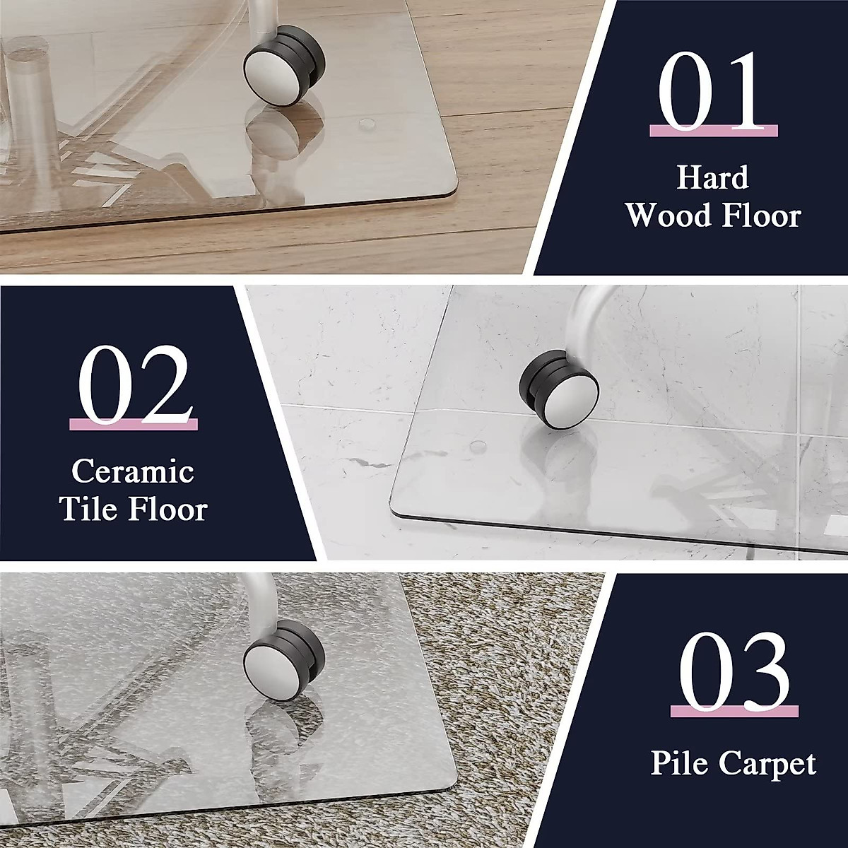 MIRUO Office Chair Mat for Carpet Desk Chair Mat Tempered Glass Floor Mat for Office Chair On Carpet Mat for Office Chair On Carpet (36" x 36" x 1/6", Transparent)