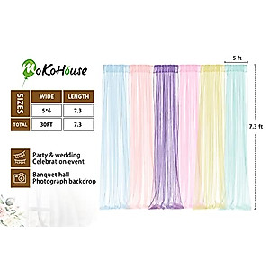 6 Panels Pastel Rainbow Backdrop 5ft x 7.3ft Tulle Backdrop Unicorn Drapes Curtains for Baby Shower Photography Birthday Party Wedding