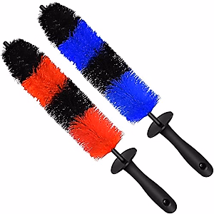 2-Pack Master Wheel Brush, Easy Reach Wheel and Rim Detailing Brush 18’’ Long Soft Bristle, Car Wheel Brush, Rim Tire Detail Brush,Multipurpose use for Wheels,Rims,Exhaust Tips,Motorcycles