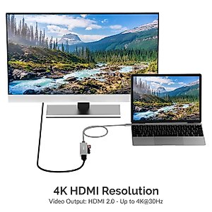 Sabrent 5 in 1 USB C Multi-Port HUB + USB Type-C External Stereo Sound Adapter