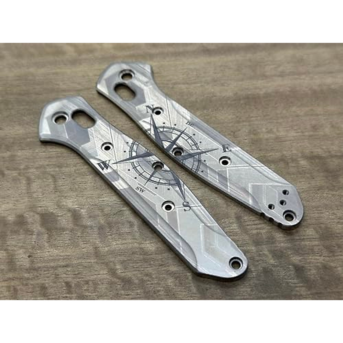 COMPASS engraved Titanium Scales for Benchmade 940 Osborne