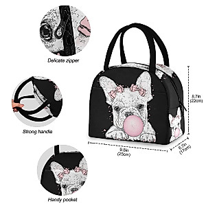 Lunch Bag Tote Bag Cute French Bulldog Picnic Travel Cooler Lunch Holder Lunch Handbags Box