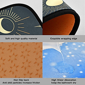 ZENWAWA Alchemy Star Moon Sun Anti Fatigue Kitchen Mat 2 Pieces Set Cushioned Kitchen Rug Waterproof Non Slip Comfort Standing Padded Floor Rugs