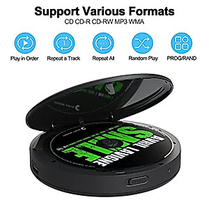 WOKALON CD Player Portable, Rechargeable Portable CD Player with Bluetooth, Anti-Skip Walkman CD Player with Dual Stereo Speakers, Headphones and AUX Cable, Discman CD Player for Car, 2000mAh Battery