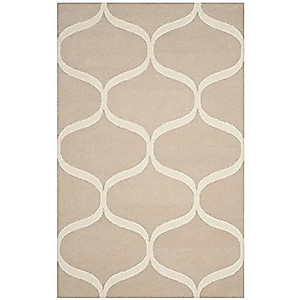 SAFAVIEH Cambridge Collection Area Rug - 5' x 8', Light Beige & Ivory, Handmade Moroccan Ogee Wool, Ideal for High Traffic Areas in Living Room, Bedroom (CAM730J)