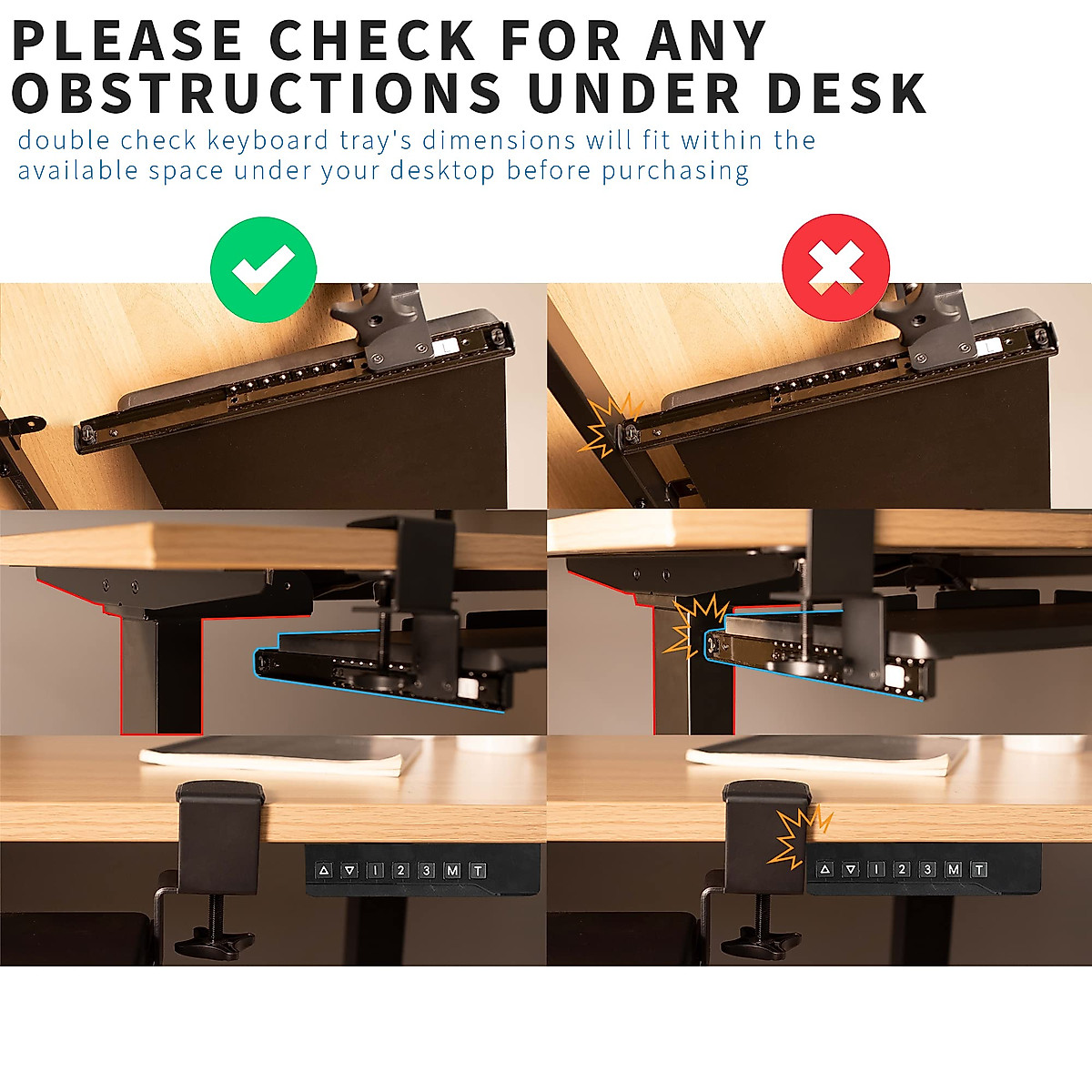 VIVO Large Height Adjustable Under Desk Keyboard Tray with RGB LED Light Mouse Pad, C-clamp Mount, 27 (33 Including Clamps) x 11 inch Slide-Out Platform Computer Drawer for Typing, Black, MOUNT-KB05GP