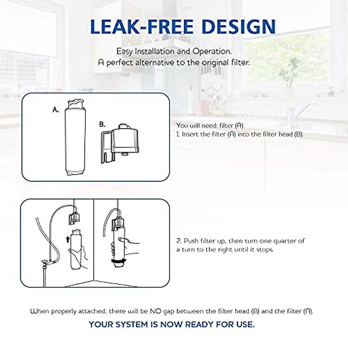 GLACIER FRESH Replacement Filter for Maximum Under Sink System, Compatible with 4US-MAXL-S01 System,2Packs