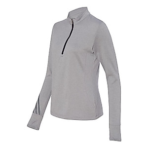 adidas Women's Brushed 1/4 Zip Jacket, Mid Grey Heather/Black, Medium
