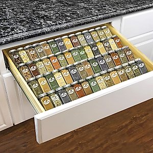 LYNK PROFESSIONAL® Expandable Organizer - Heavy Gauge Steel 4 Tier Spice Rack Insert Tray for Spice Jars, Herbs and Seasoning - Kitchen Cabinet Drawer Storage - Silver Metallic
