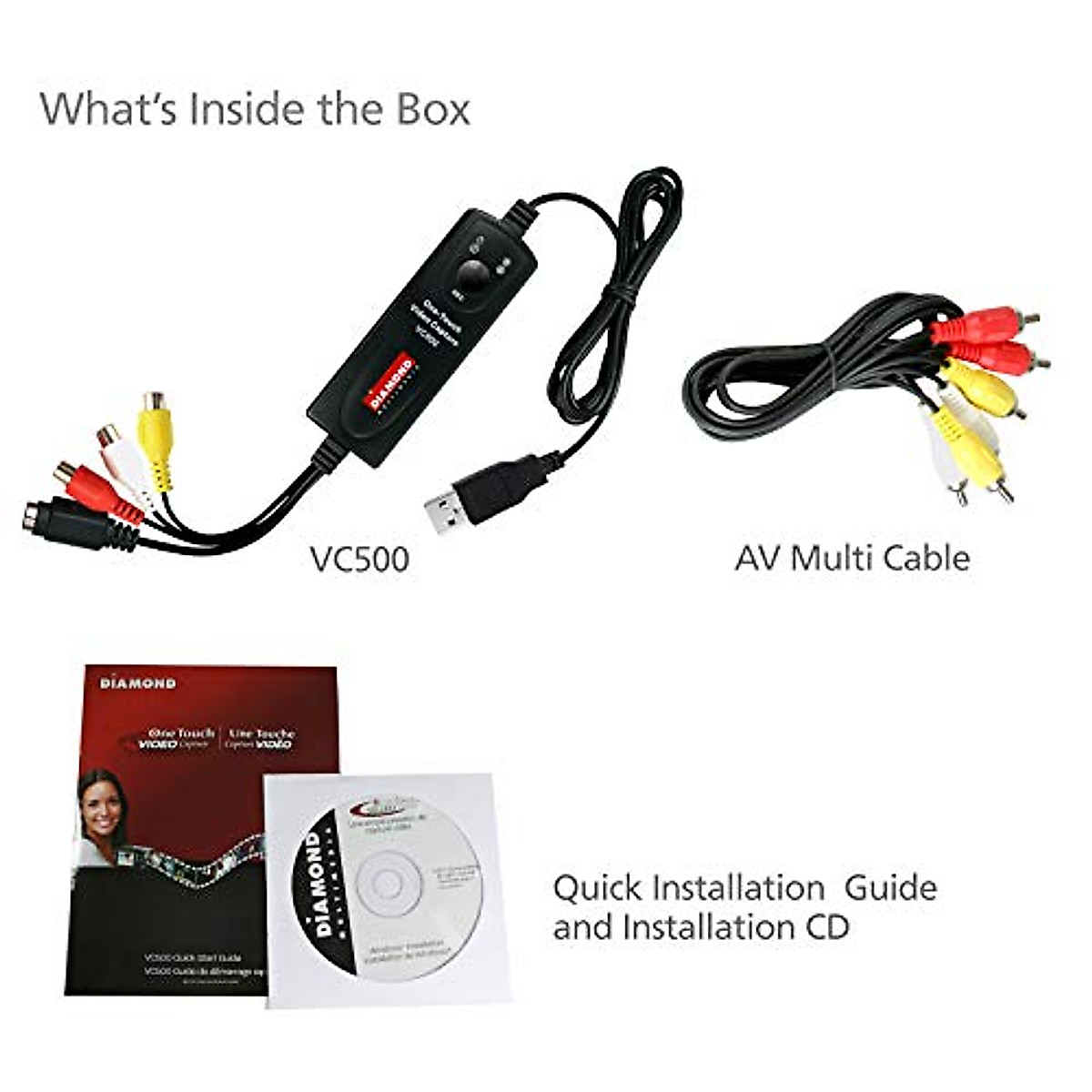 Diamond Multimedia VC500 One Touch VHS to Digital File, DVD Converter with Easy to use Software, Convert, Edit and Save For Win7,8,10,11